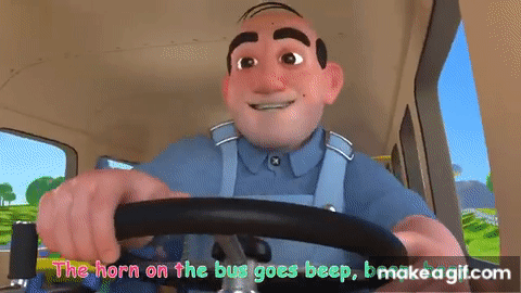 the horn on the bus go beep beep beep on Make a GIF
