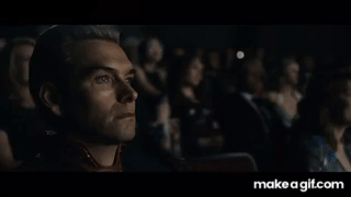 Homelander watches a movie, angrily on Make a GIF