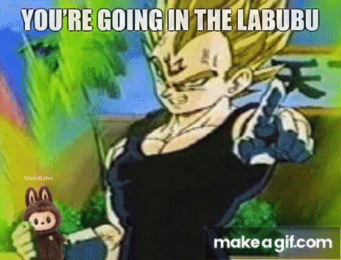 Matcha Vegeta seals Goku in the Labubu on Make a GIF