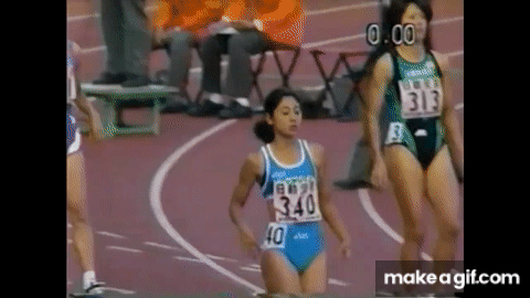 1997年 陸上日本選手権 女子100m決勝 on Make a GIF