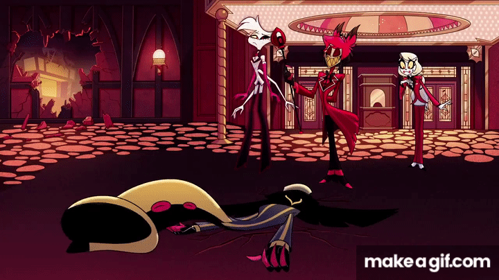 Alastor, Sir Pentious, and Niffty. Welcoming you with open arms and a ...