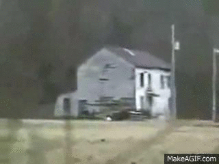Cannon blowing down a house. on Make a GIF