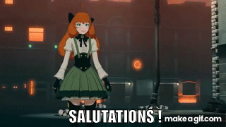 Penny says Salutations on Make a GIF