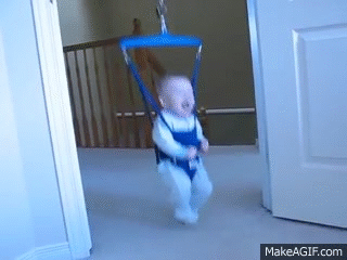 Funny baby laughing in jolly jumper on Make a GIF