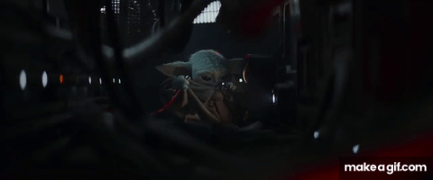 Grogu trying to repair the ship. on Make a GIF