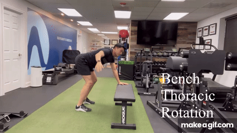 Bench Thoracic Rotation (벤치 흉추 회전 운동) on Make a GIF