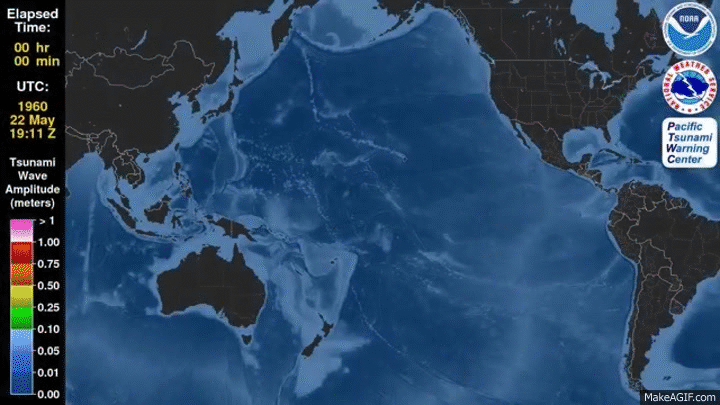 Tsunami Animation: Valdivia, Chile, 1960 (Mercator) on Make a GIF