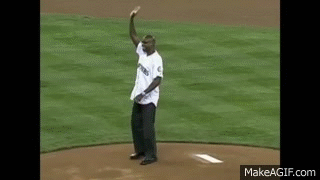 Carl Lewis throws out horrendous first pitch on Make a GIF