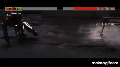 Iron Man vs Iron Monger...with healthbars on Make a GIF