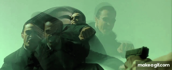 The Matrix Reloaded 2003 - Agent slow motion jump HD 720p on Make a GIF