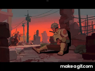 soldier dies and then collapses to skeleton on Make a GIF