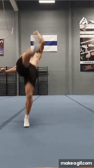 Acrobat Meets World Record in Single Legged Backflips on Make a GIF