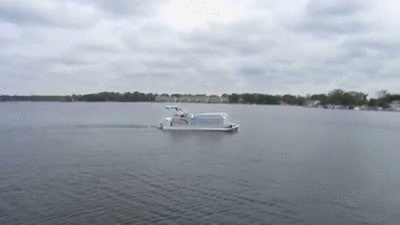 Paddle Qwest Pedal Powered Pontoon Boat has Large Aluminum Drive Wheel ...