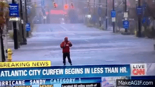 Guys dancing through Hurricane Sandy in Atlantic City on Make a GIF