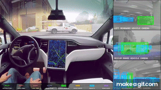 Tesla - Fully Autonomous Self-Driving Car Testing [1080p] on Make a GIF
