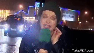 News reporter gets hit by stop sign on Make a GIF