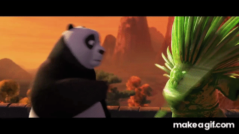 Po tries to hug a green Porcupine and gets kicked in the face on Make a GIF
