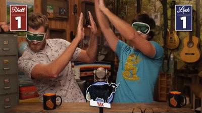 rhett and link are bad at high fives on Make a GIF