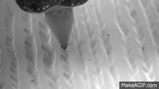 Electron microscope slow-motion video of vinyl LP on Make a GIF