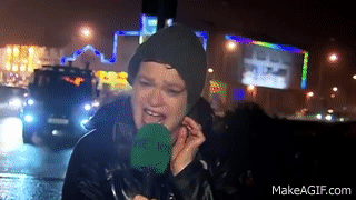 Reporter hit by stop sign during live tv. on Make a GIF