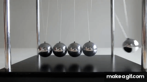 Pendulum Balls Gif Newton S Cradle In The Darkness And A Light Streak