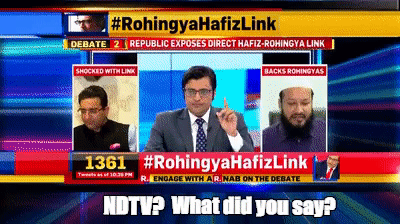 Arnab Goswami Laughs At NDTV On Live Debate Republic TV on Make a GIF