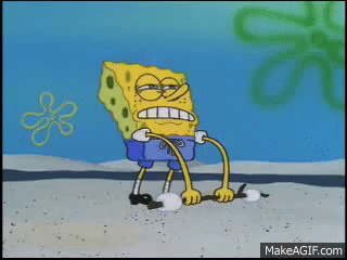 Spongebob tries to lift marshmallows as I play fitting music on Make a GIF
