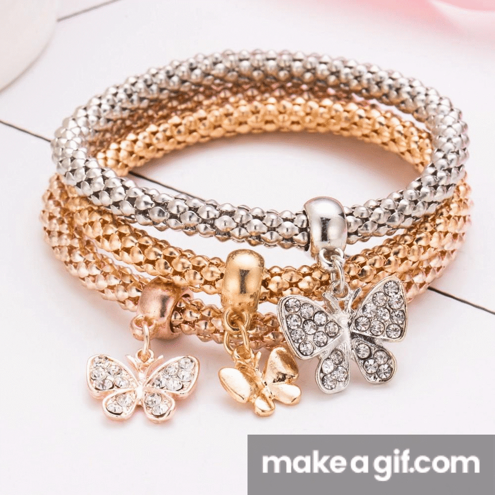 Rhinestones Butterfly Bracelet on Make a GIF