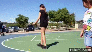 Little girl falls riding heelys on Make a GIF