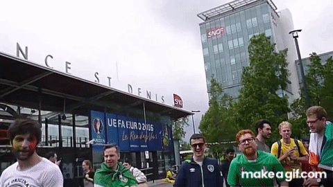 Drunk Irish invade Paris, France...Euro 2016 Street Preacher on Make a GIF