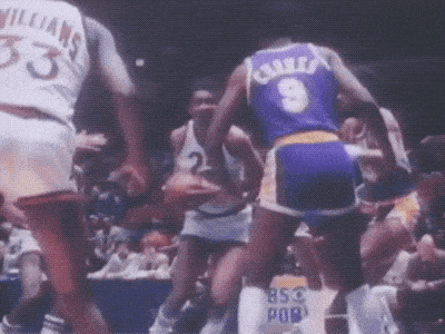 Kareem Abdul–Jabbar blocks Bill Cartwright — February 5,... on Make a GIF