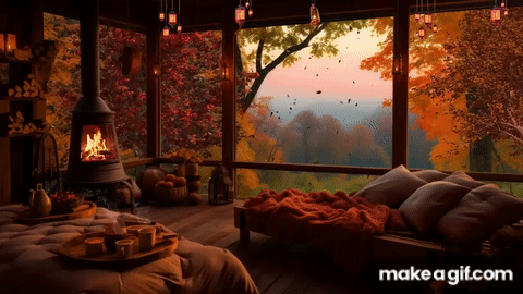 Cozy autumn sunny morning ambience with nature sounds for sleep, fall ...