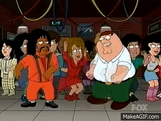 Family Guy - Peter dances in an 80s disco for 10 minutes on Make a GIF
