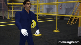 Animated Safety Training: Near Miss - Helmet on Make a GIF