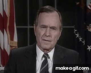 George Bush announcing the liberation of Kuwait following Operation ...