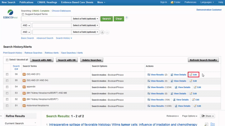 Using the EBSCOhost Search History - Tutorial on Make a GIF