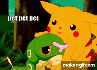 Pikachu Caterpie'yi Evolve Olması İçin Zorluyor on Make a GIF
