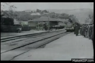 Arrival of a Train at La Ciotat (The Lumière Brothers, 1895) on Make a GIF