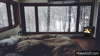 WINTER WINDOWS SNOW SCENE - Snowfall & Fireplace Sounds on Make a GIF