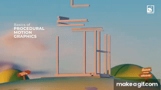 Procedural Motion Graphics with Geometry Nodes - Chapter 12 Announcement on Make a GIF