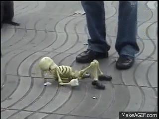 Skeleton puppet dances the twist on Make a GIF