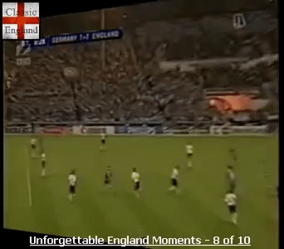Paul Gascoigne's 'Golden Goal' Miss v Germany - Euro 96 on Make a GIF