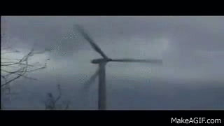 A violent wind destroyed a wind turbine on Make a GIF