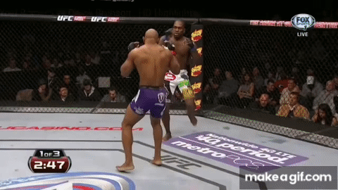 Yoel Romero eats huge head kick on Make a GIF