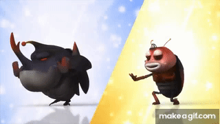 Brown black dung beetle beetle dance on Make a GIF