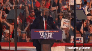 Elon Musk captured jumping on stage at Trump rally on Make a GIF