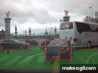 Paris streets in the eyes of Tesla Autopilot on Make a GIF