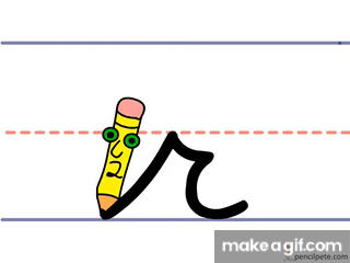 Pencil Pete's Cursive Writing - Lowercase r on Make a GIF