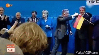 Angela Merkel schmeißt Deutschlandfahne weg on Make a GIF