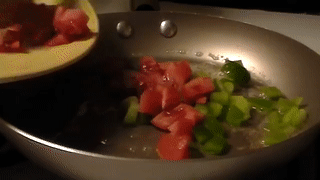 How to make perfect omelette " "onion tomato and green pepper on Make a GIF